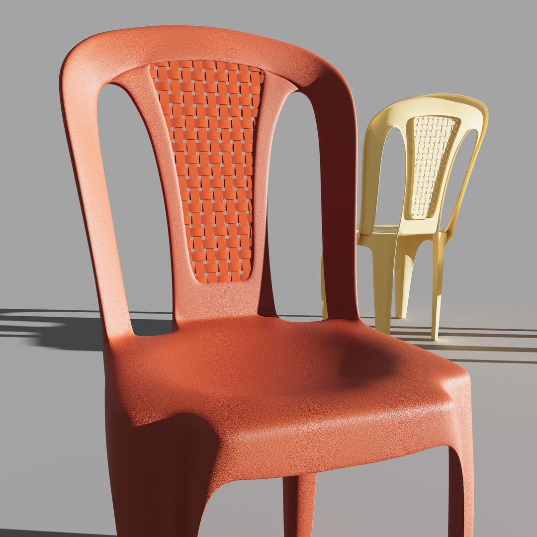 Plastic Chair With Wicker Back 3D - TurboSquid 2142439