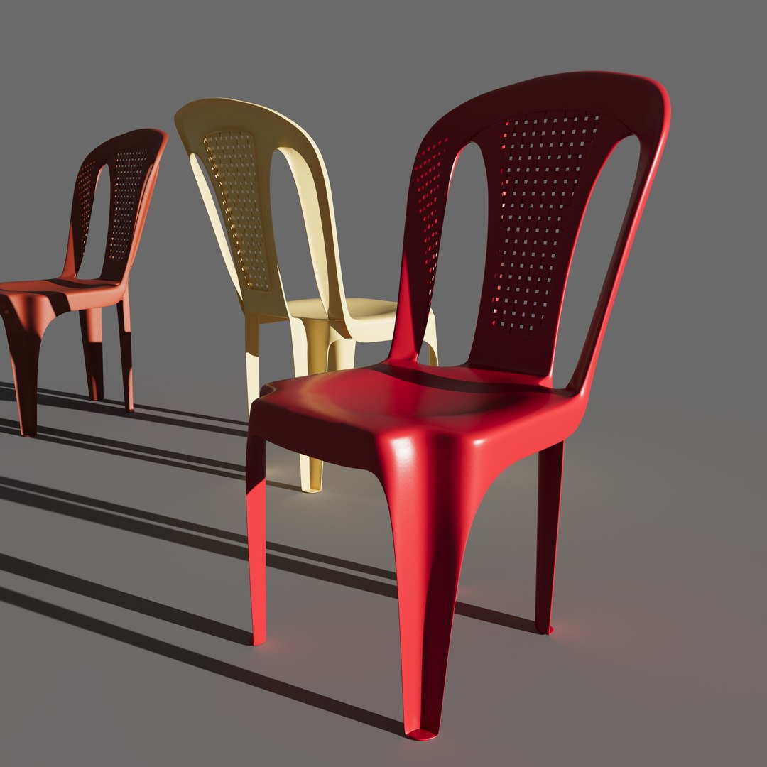 Plastic Chair With Wicker Back 3D - TurboSquid 2142439