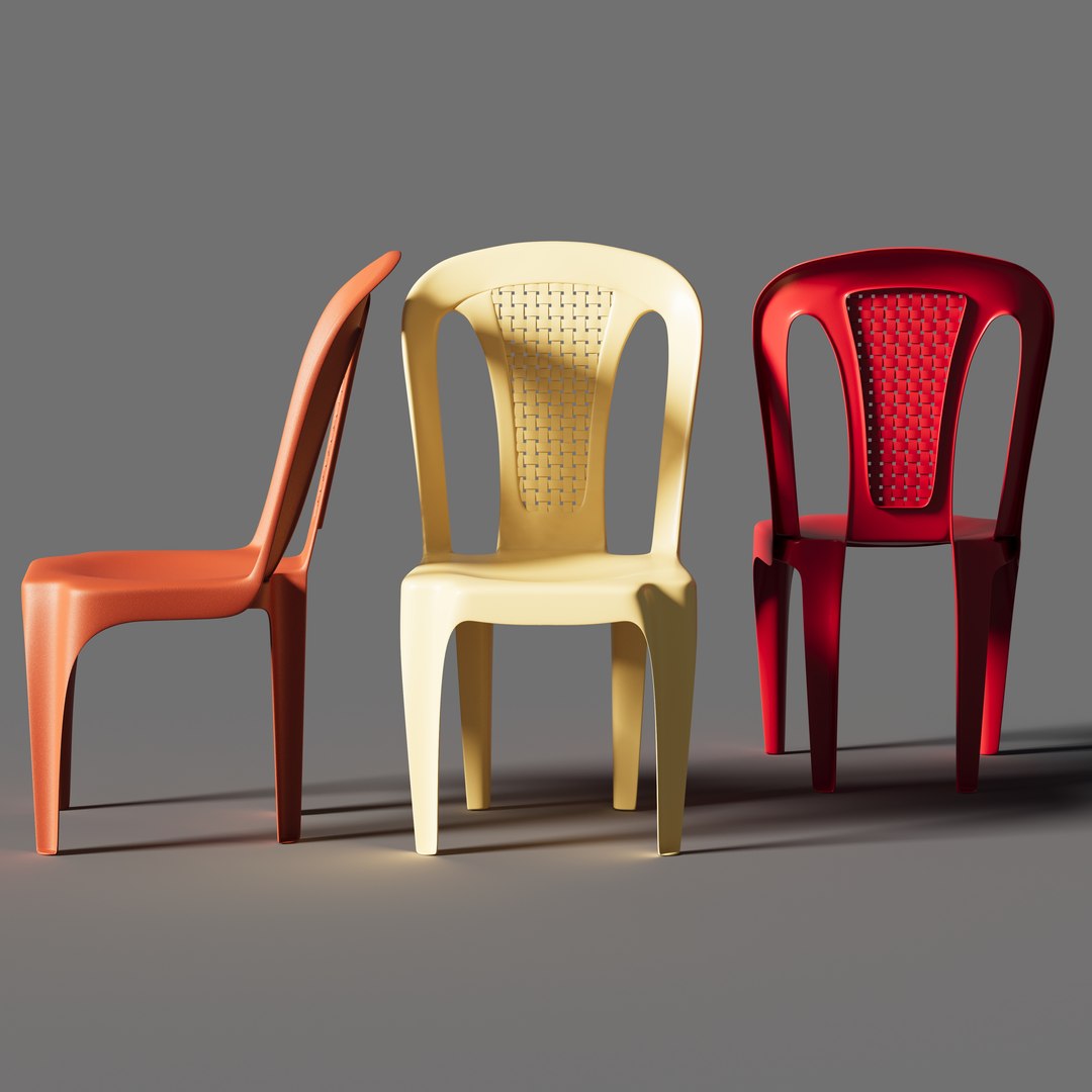 Plastic Chair With Wicker Back 3D - TurboSquid 2142439