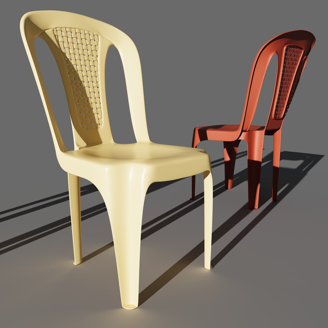 Plastic Chair With Wicker Back 3D - TurboSquid 2142439