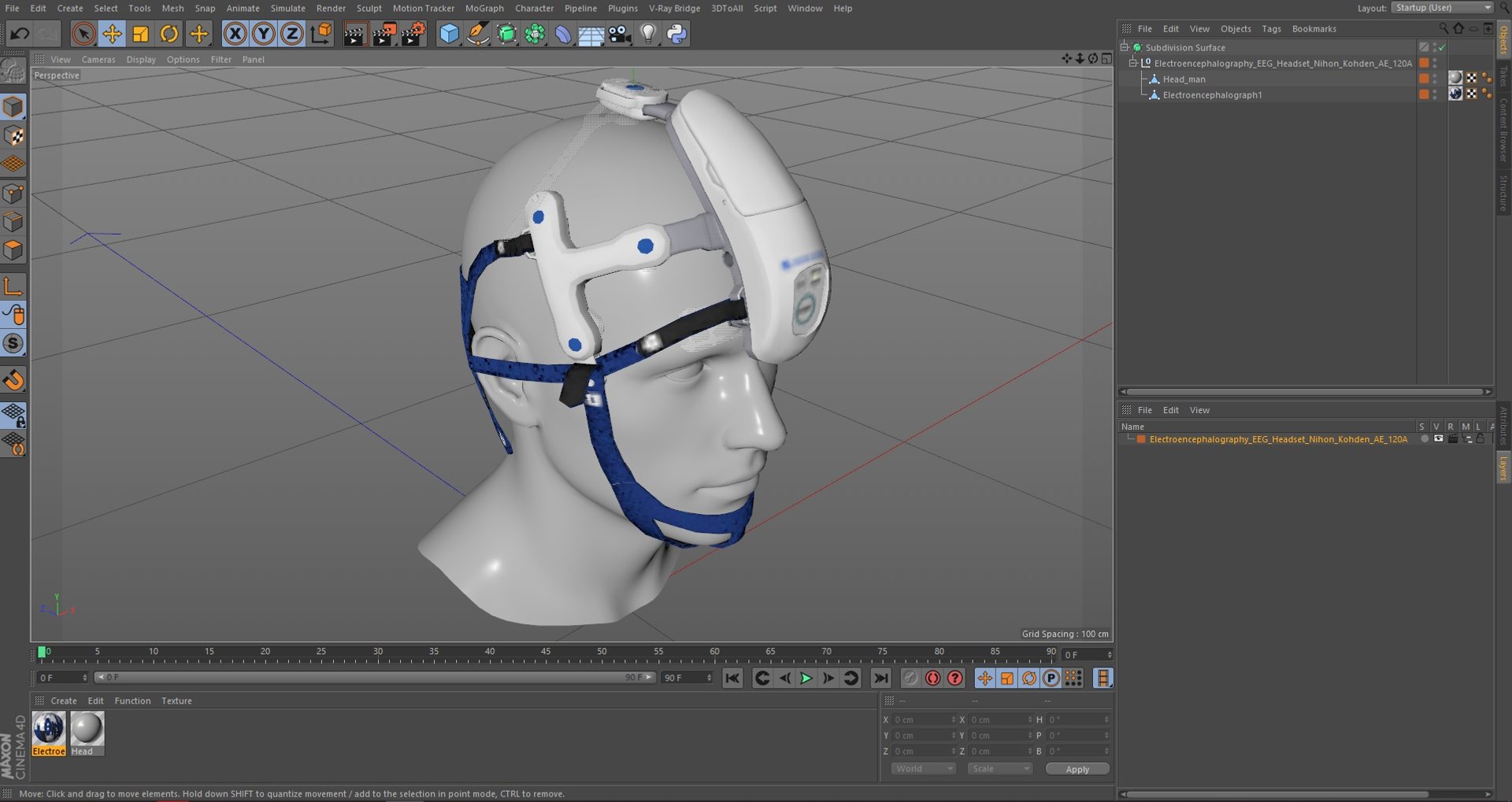 3D Electroencephalography EEG Headset Nihon Kohden AE-120A - TurboSquid ...