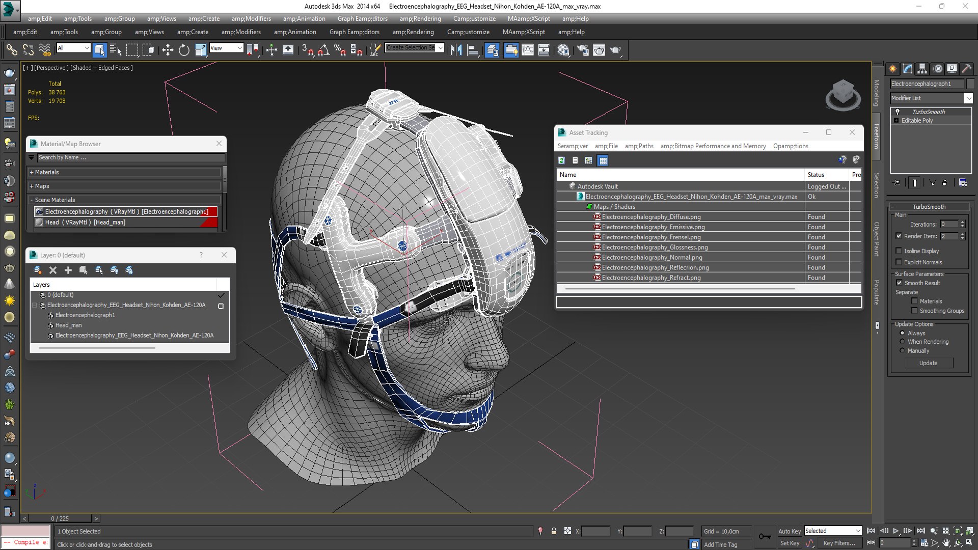 3D Electroencephalography EEG Headset Nihon Kohden AE-120A - TurboSquid ...