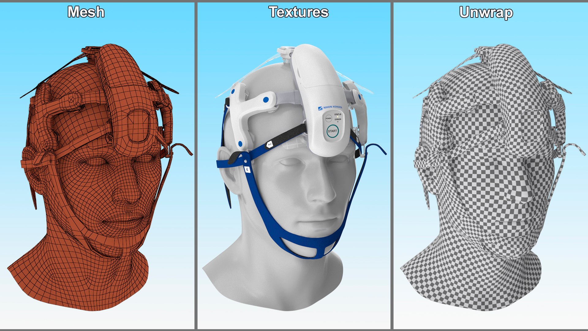 3D Electroencephalography EEG Headset Nihon Kohden AE-120A - TurboSquid ...