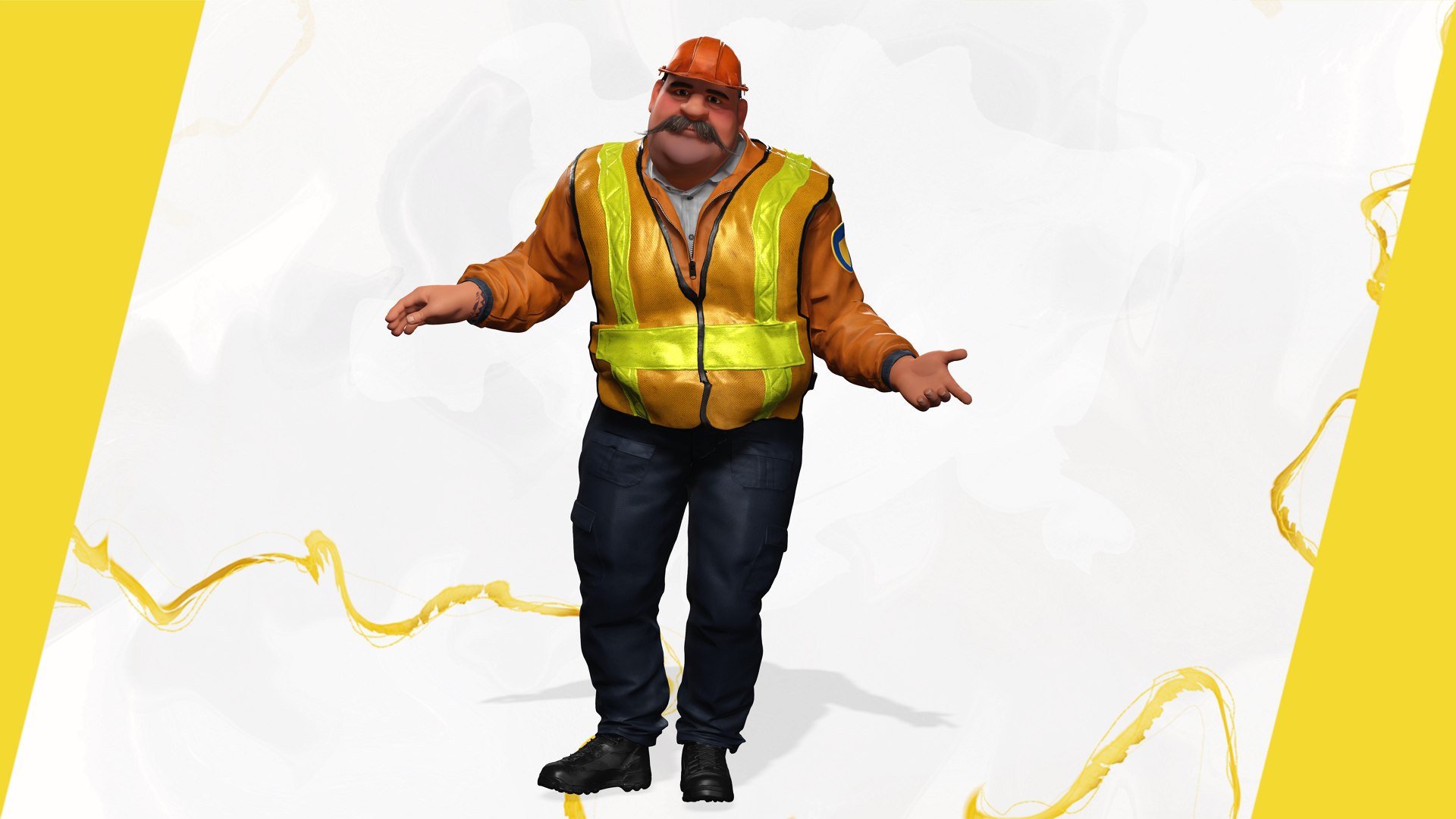 Stylized Cartoon Construction Worker Rigged Foreman Builder 3D Model ...