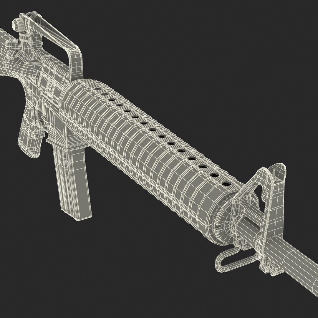 3d Model Of Assault Rifle M16 Modeled