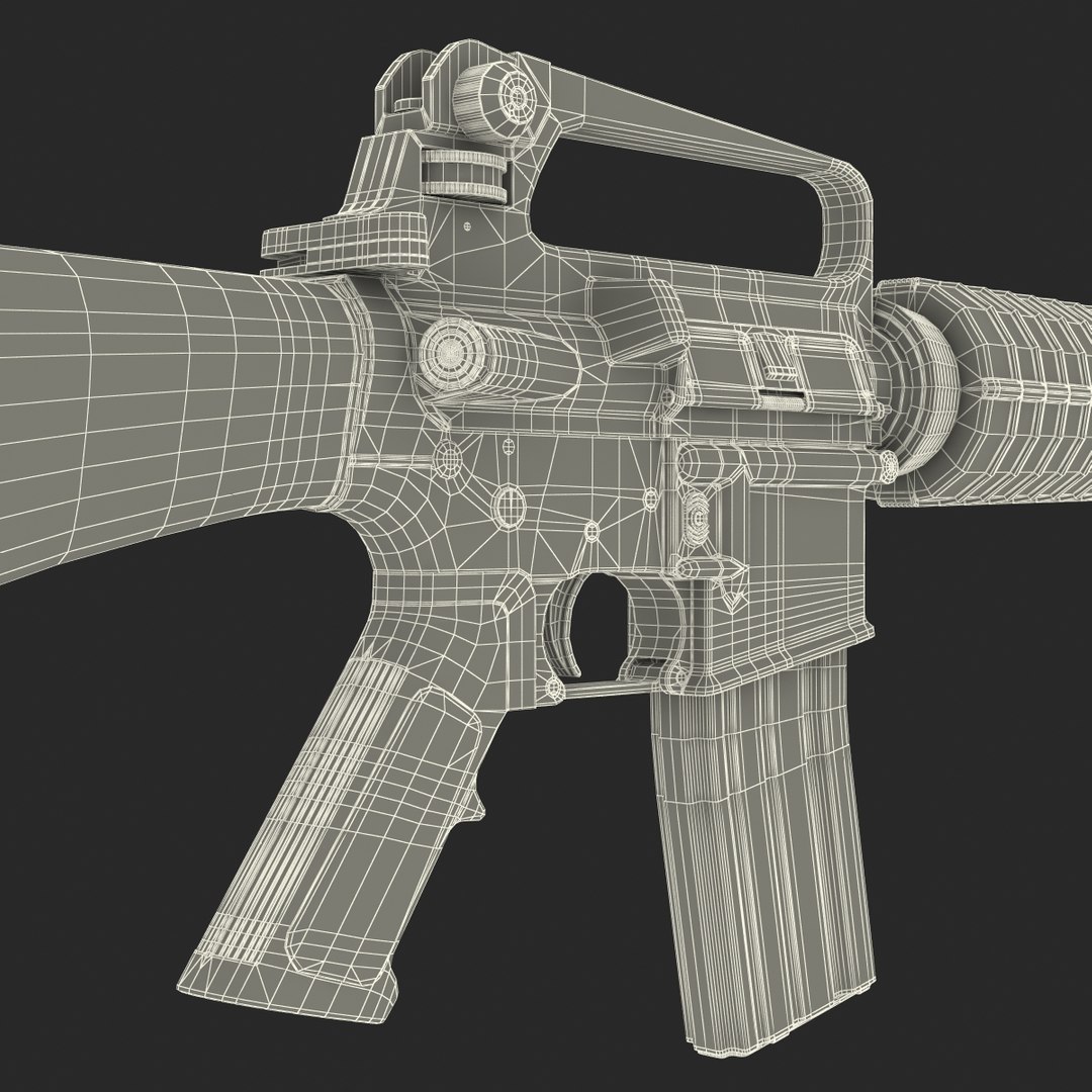 3d Model Of Assault Rifle M16 Modeled