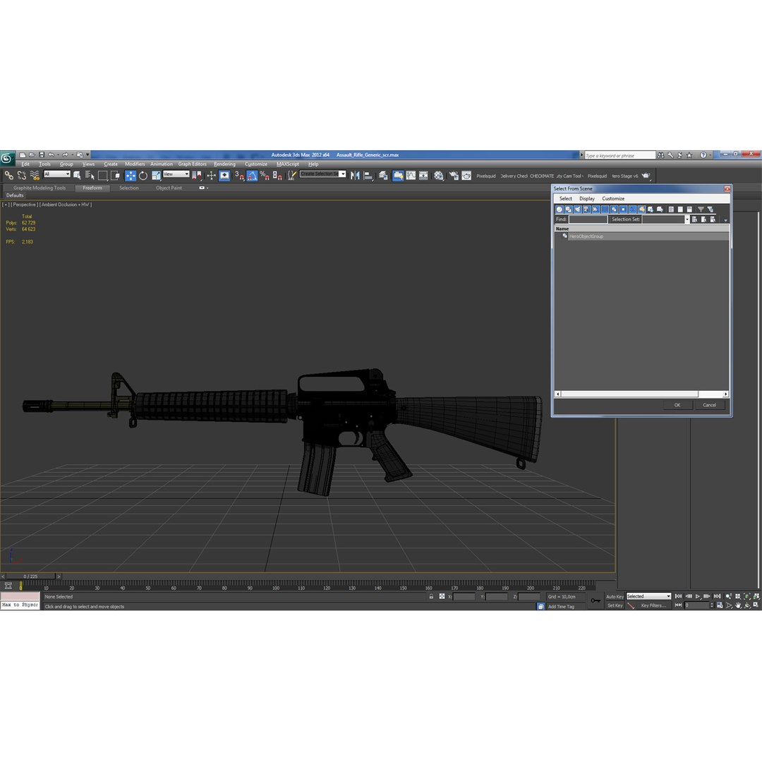 3d Model Of Assault Rifle M16 Modeled