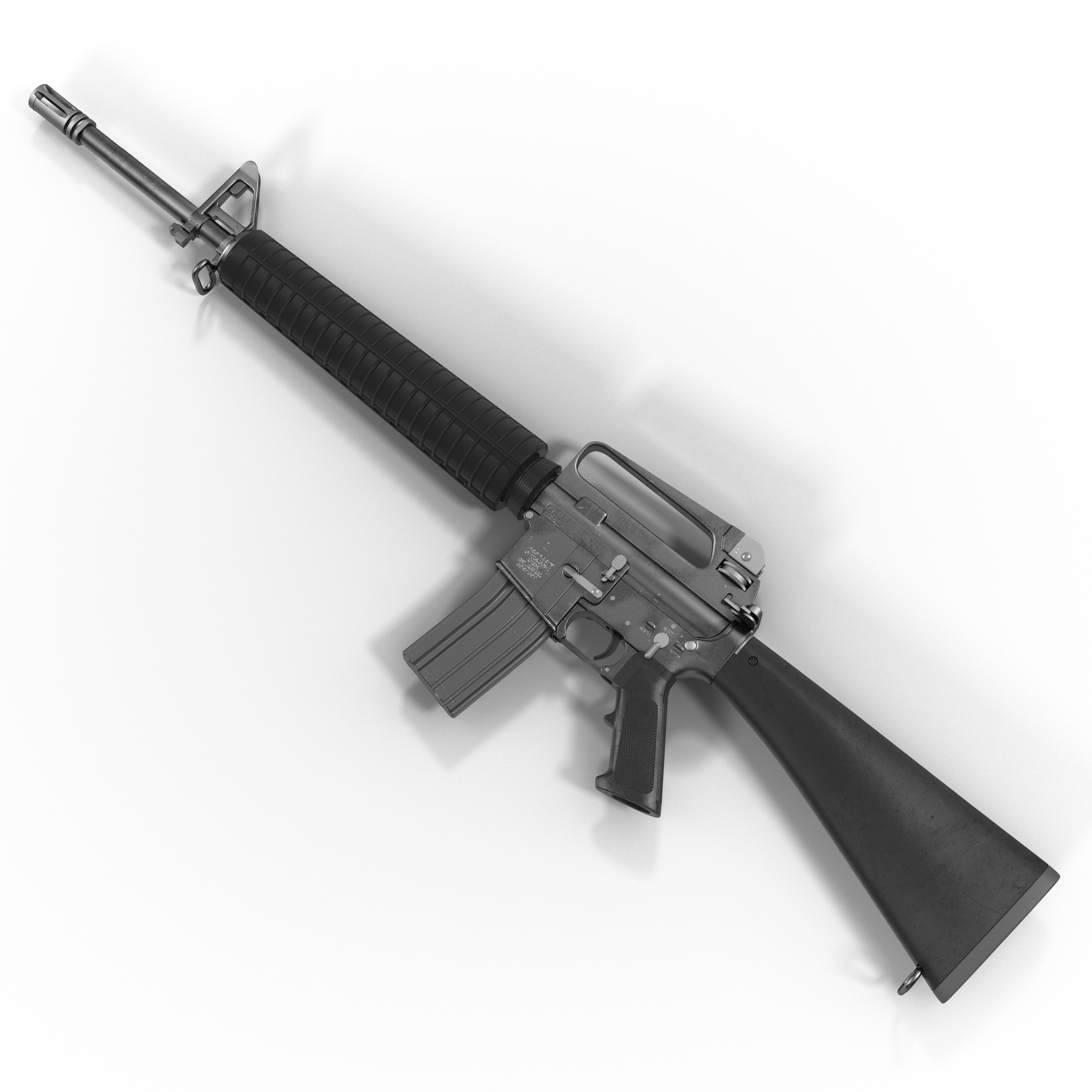 3d model of assault rifle m16 modeled