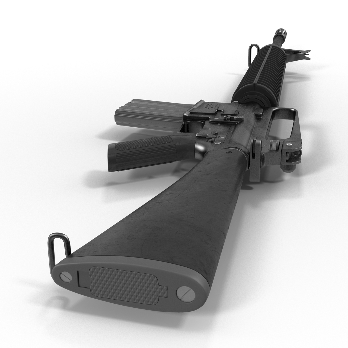 3d model of assault rifle m16 modeled