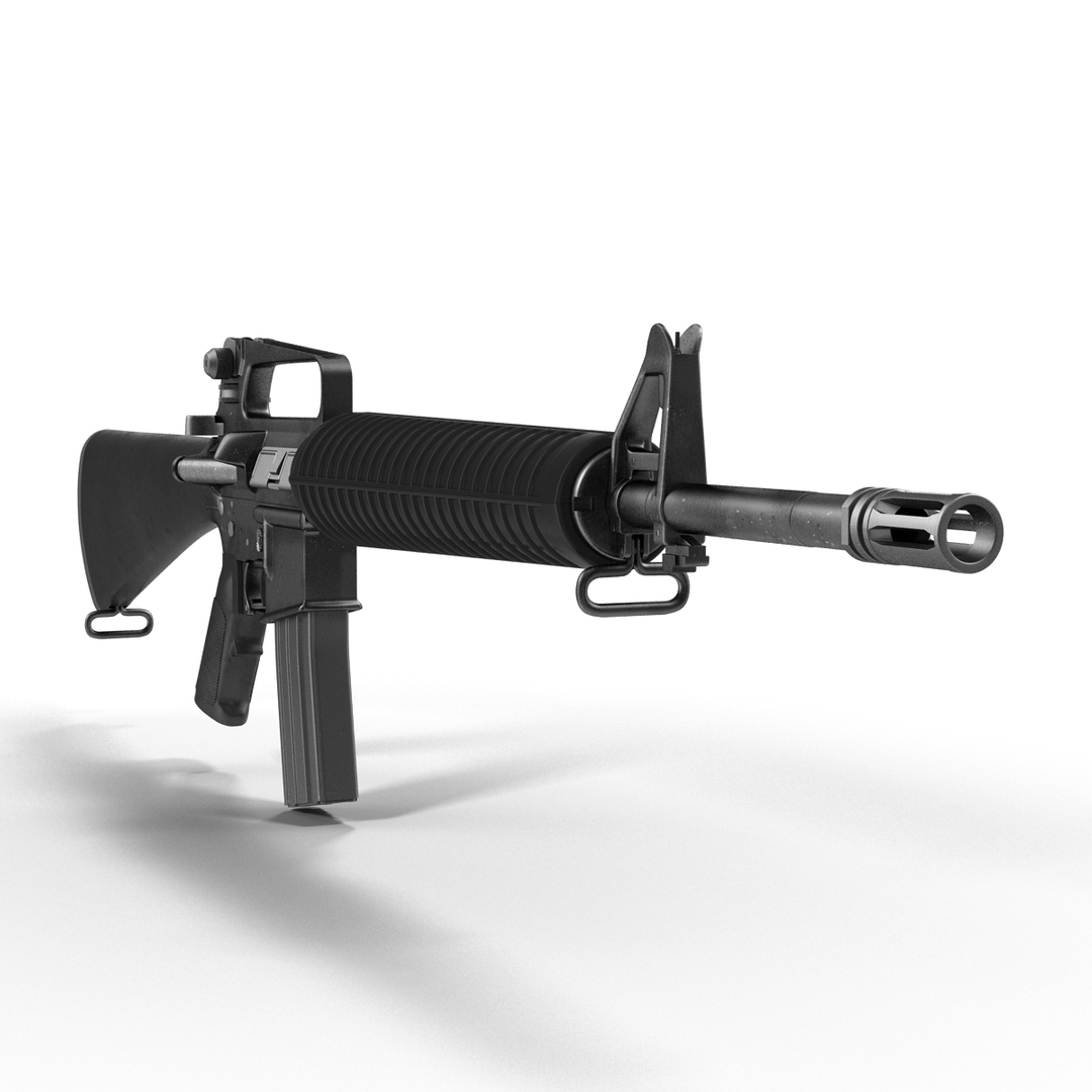 3d model of assault rifle m16 modeled
