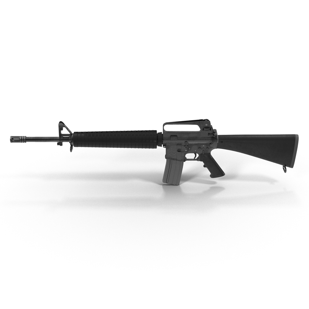 3d model of assault rifle m16 modeled