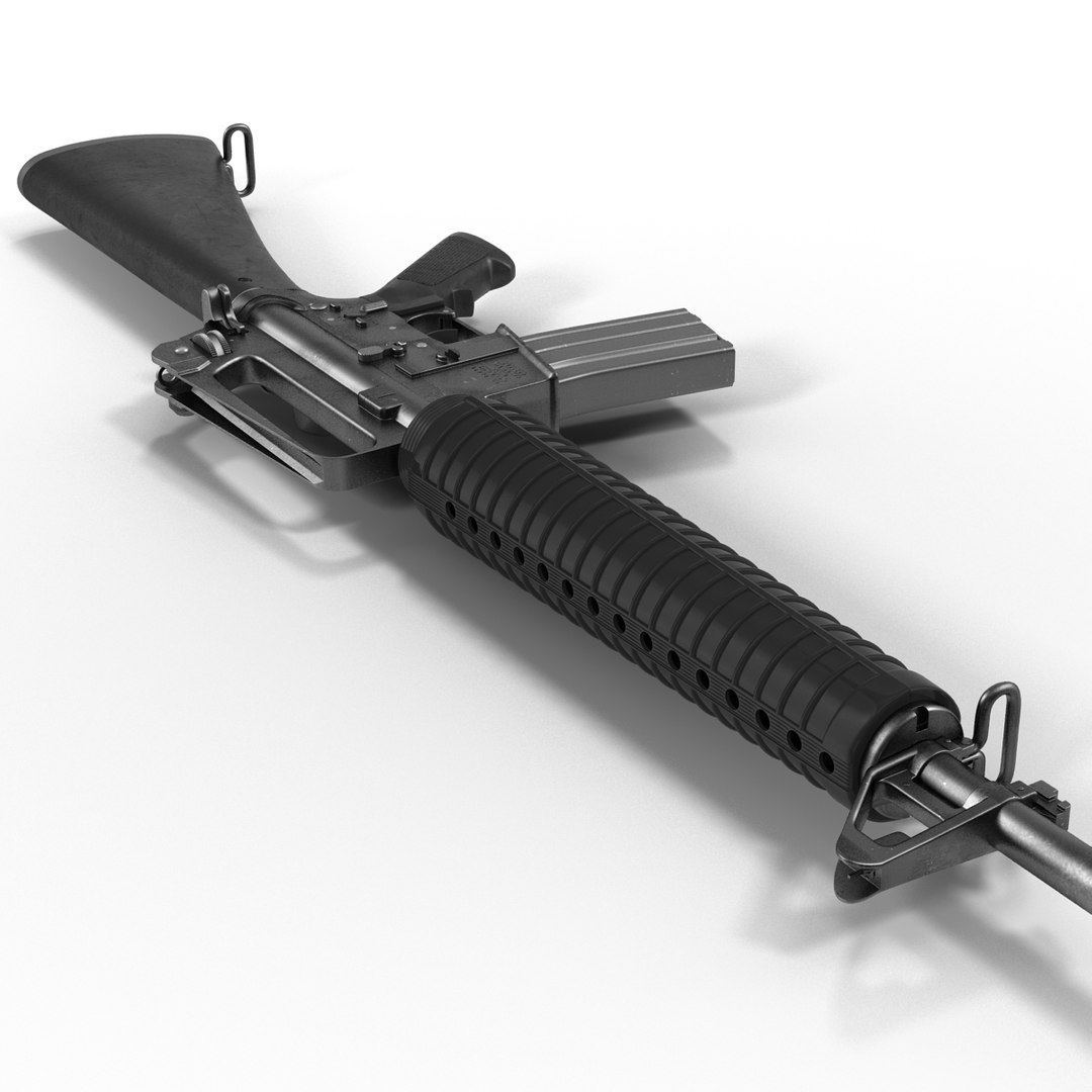 3d model of assault rifle m16 modeled