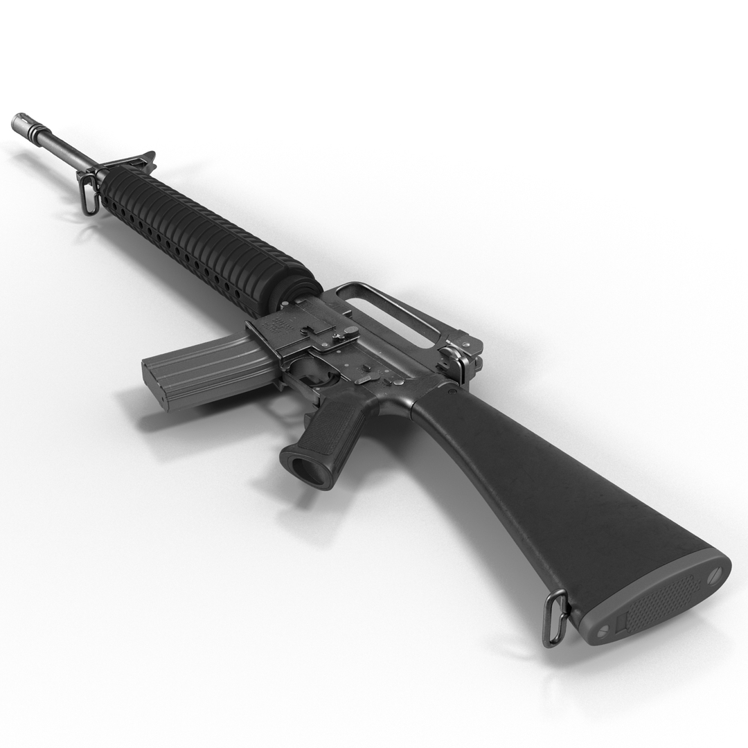3d model of assault rifle m16 modeled