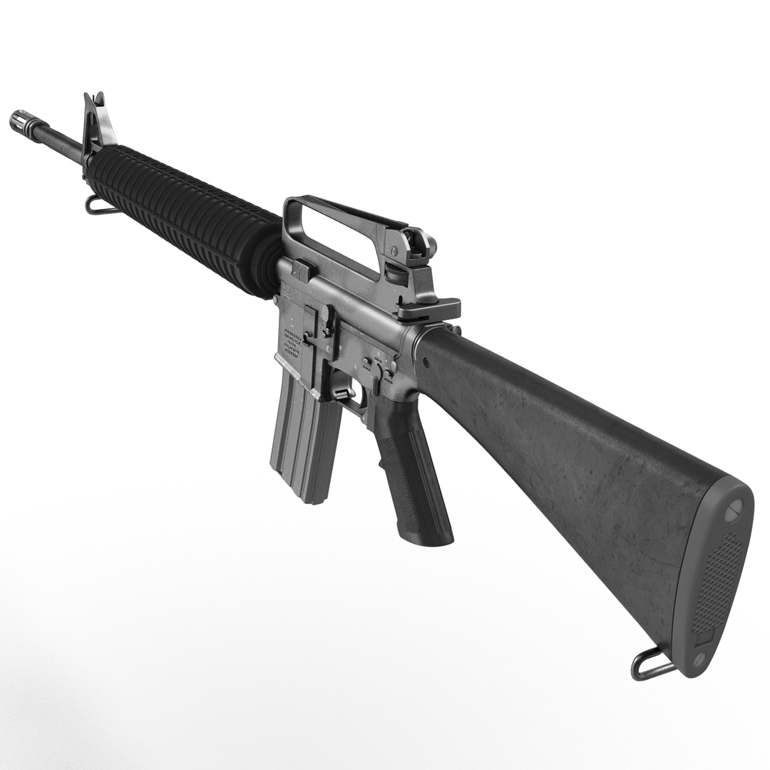 3d model of assault rifle m16 modeled