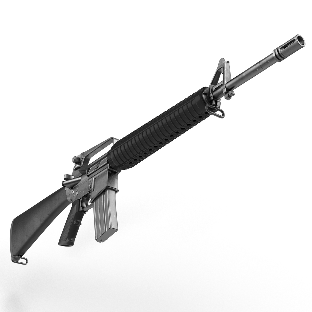 3d model of assault rifle m16 modeled