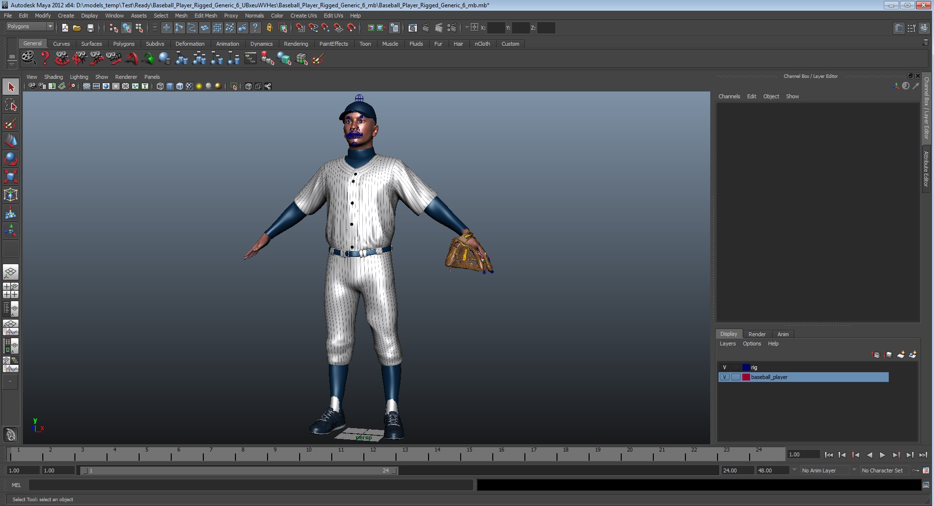 Baseball player rigged generic 3D - TurboSquid 1159992