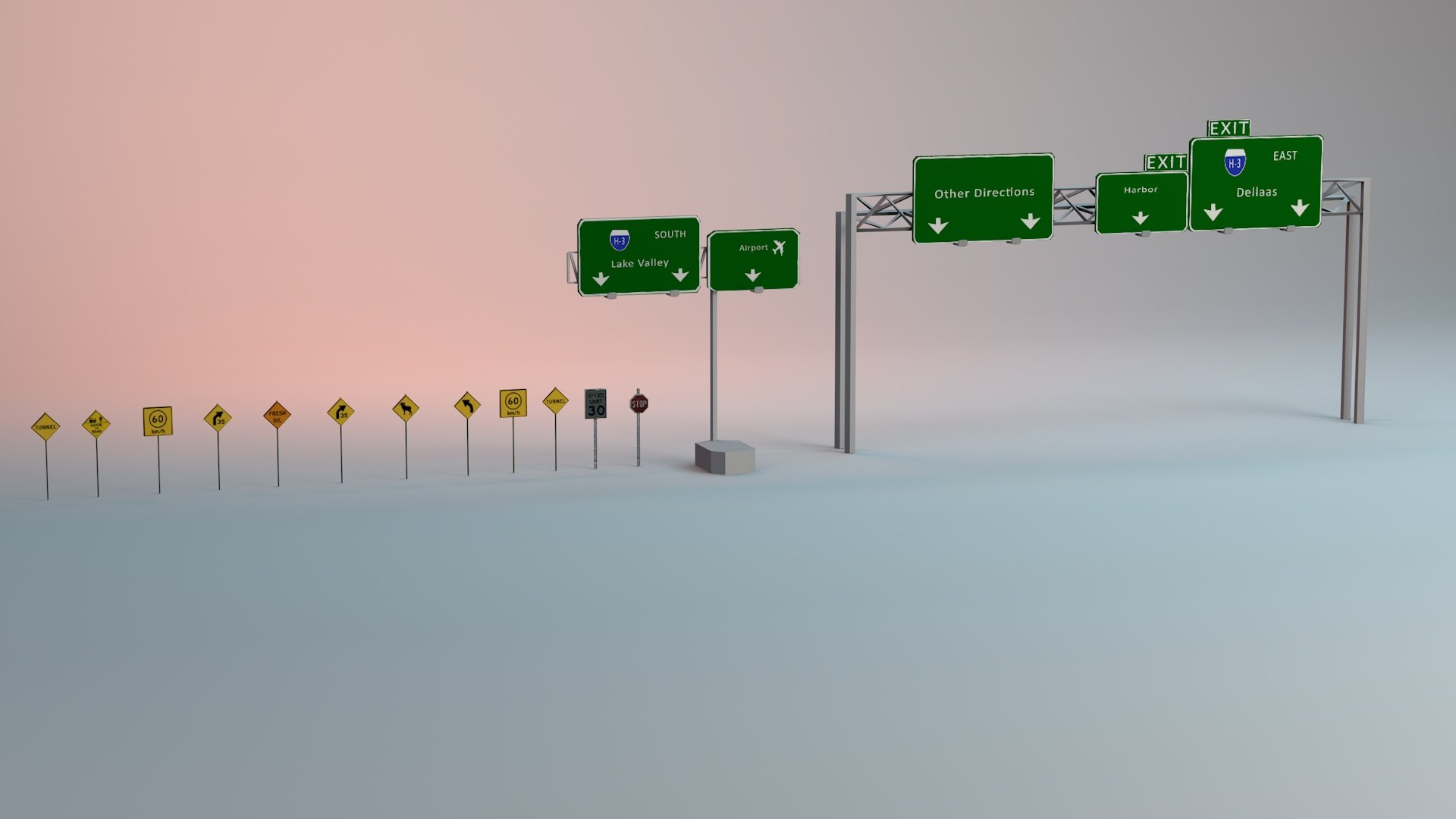 Road Signs And Traffic Signs 3D Model - TurboSquid 1831021