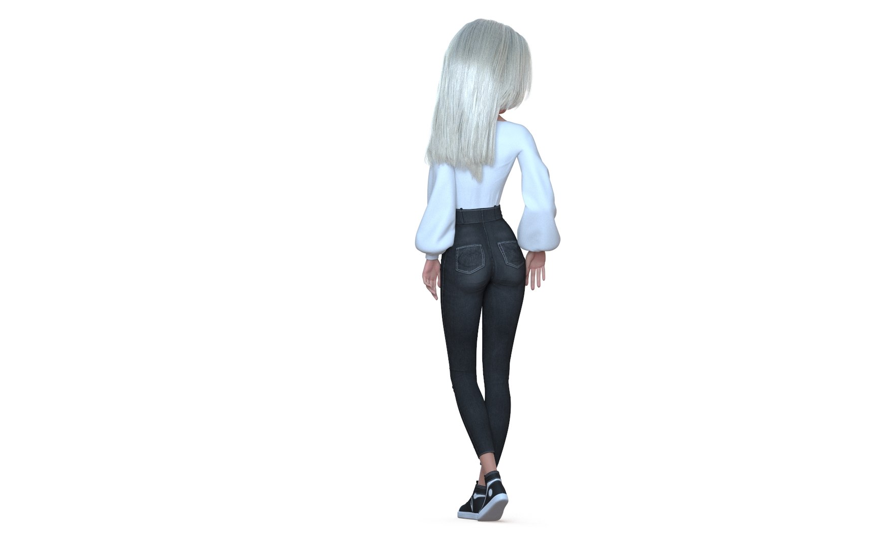 Cartoon Girl Blonde Casual Standing White 3D Model - TurboSquid 2271199