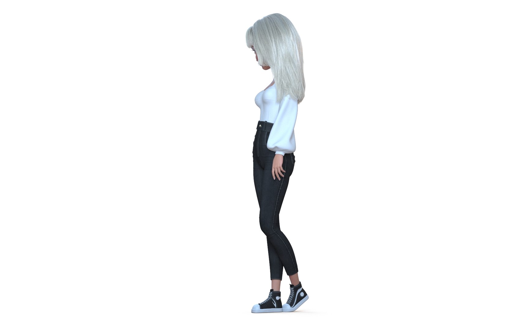 Cartoon Girl Blonde Casual Standing White 3D Model - TurboSquid 2271199