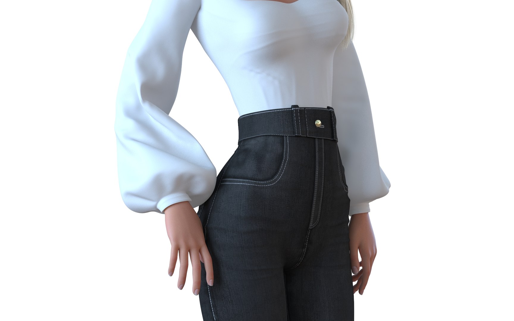 Cartoon Girl Blonde Casual Standing White 3D Model - TurboSquid 2271199