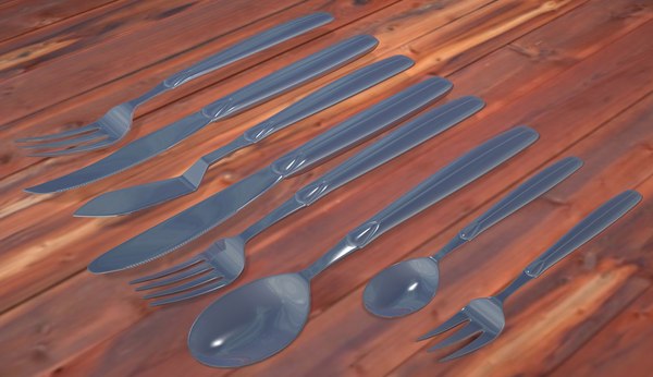 3d model set silverware