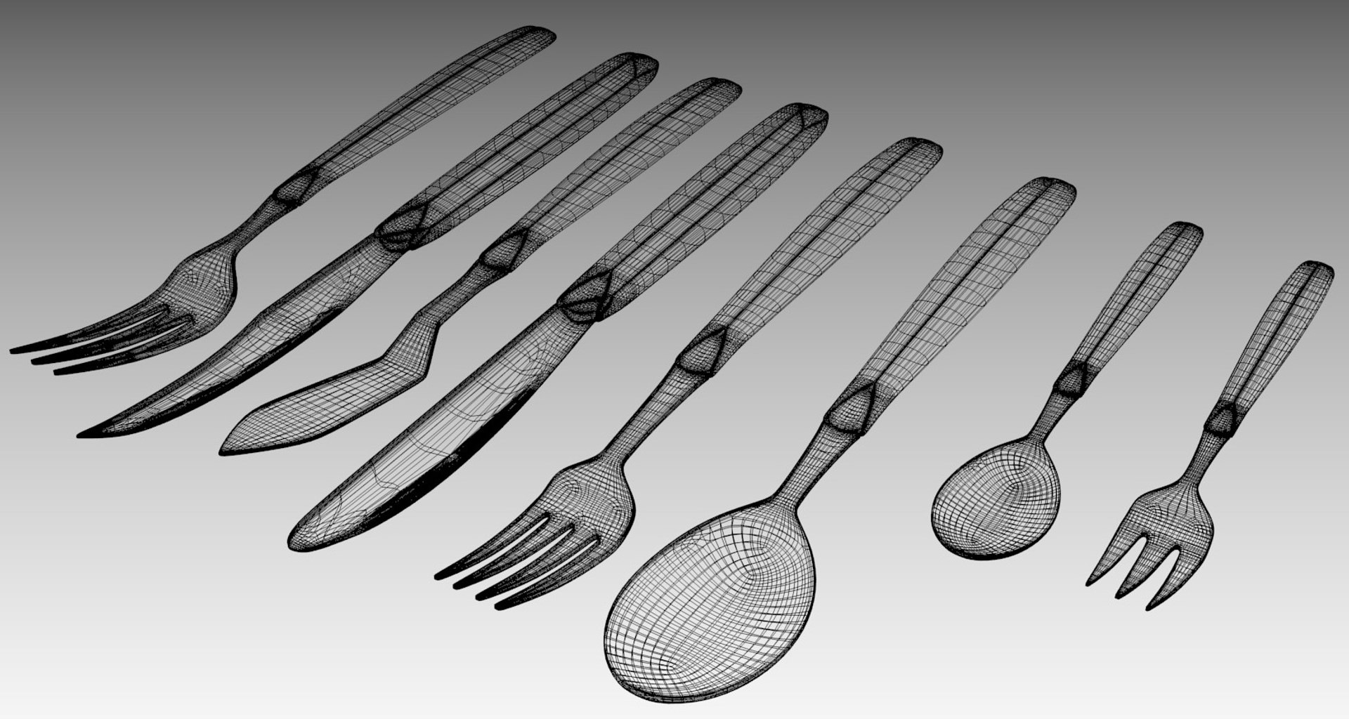 3d Model Set Silverware
