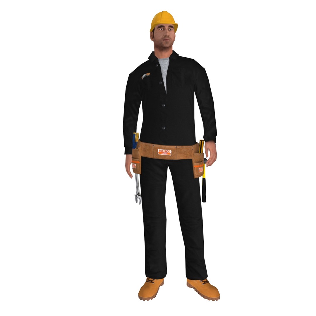 3d rigged worker man