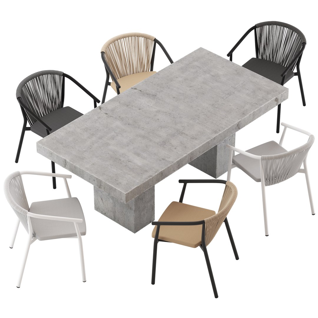 3D Coco Republic Marco Chair and Abbott Table - TurboSquid 2166672