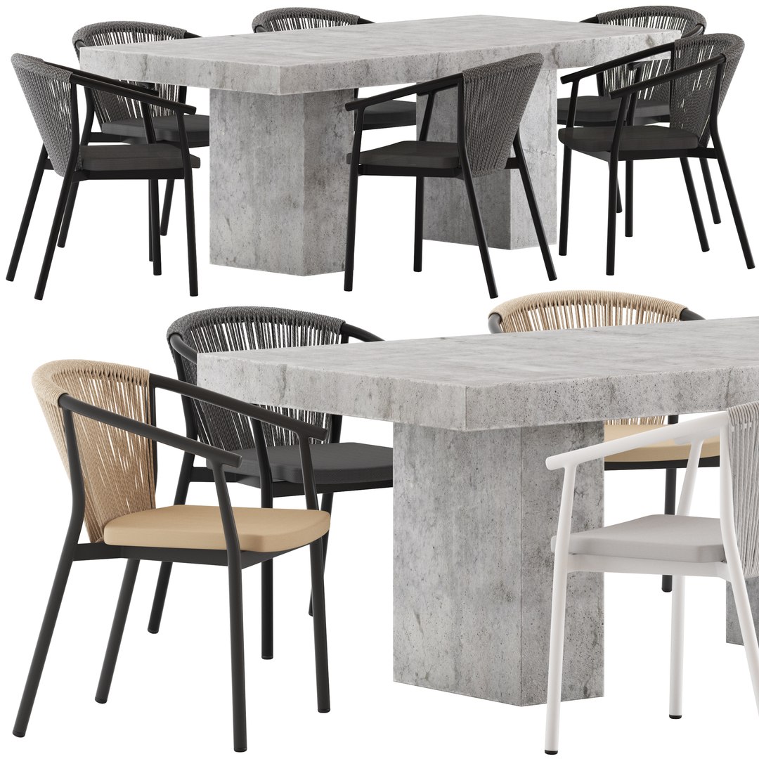 3D Coco Republic Marco Chair and Abbott Table - TurboSquid 2166672