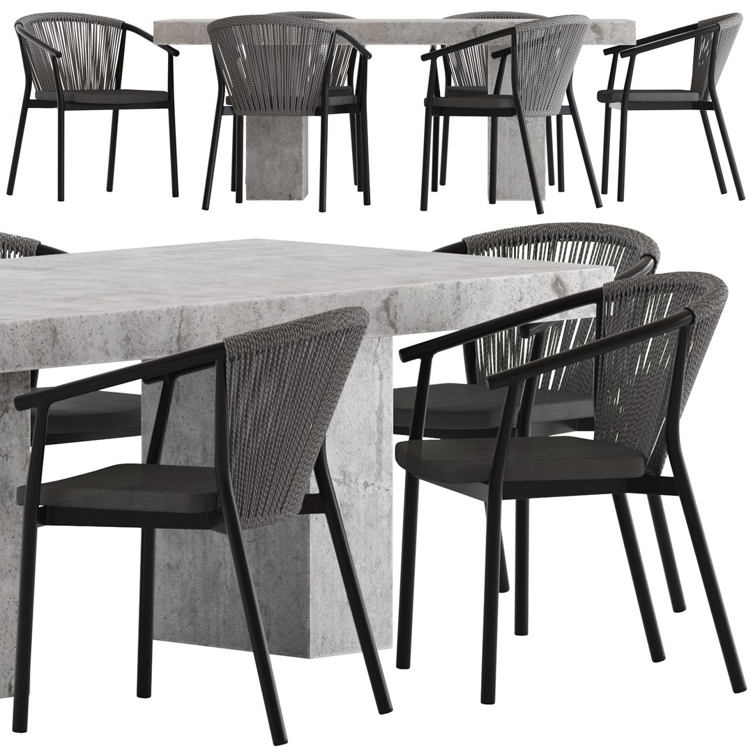 3D Coco Republic Marco Chair and Abbott Table - TurboSquid 2166672