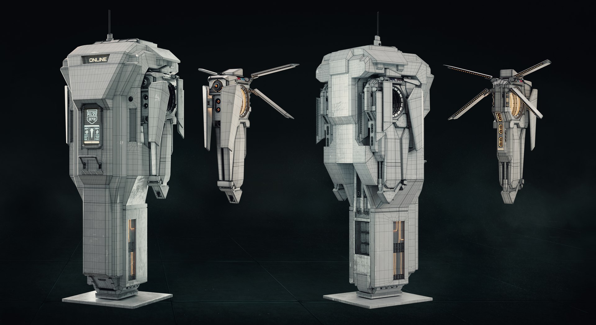 Surveillance Drone VFX Asset Model - TurboSquid 2063960