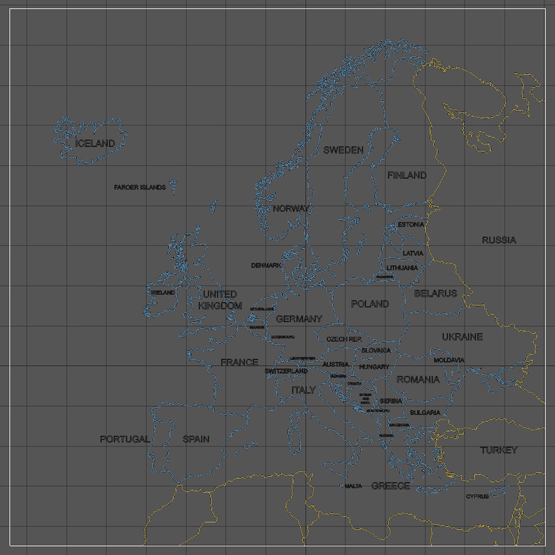 Europe Borders Names Model - TurboSquid 1461040