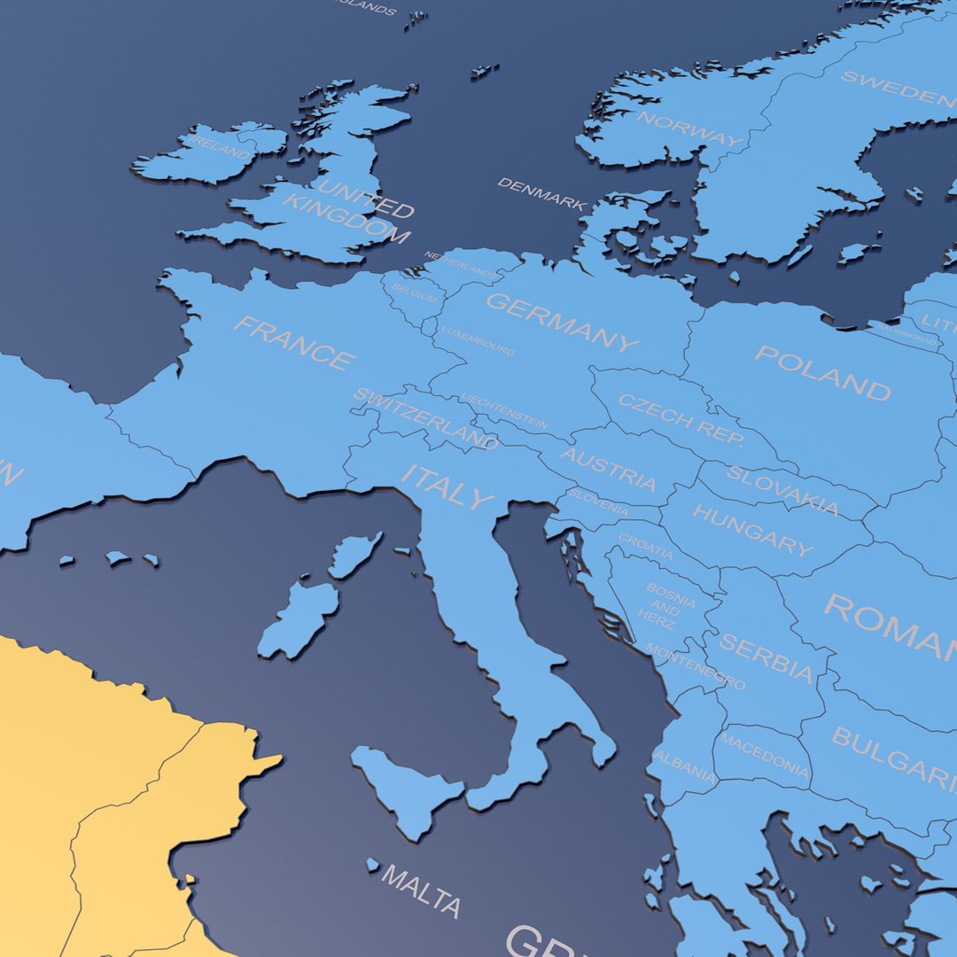 Europe Borders Names Model - TurboSquid 1461040