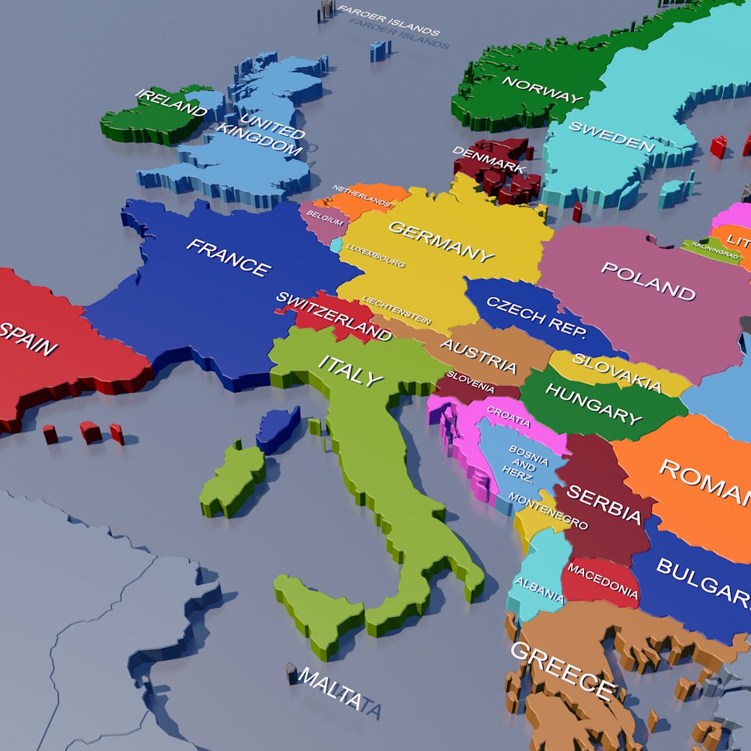 Europe Borders Names Model - TurboSquid 1461040