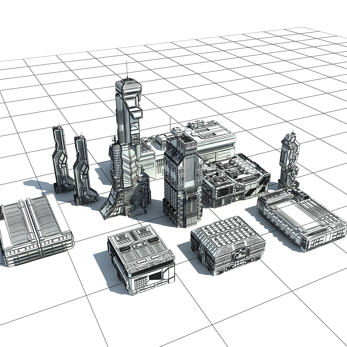 3d sci fi futuristic city model