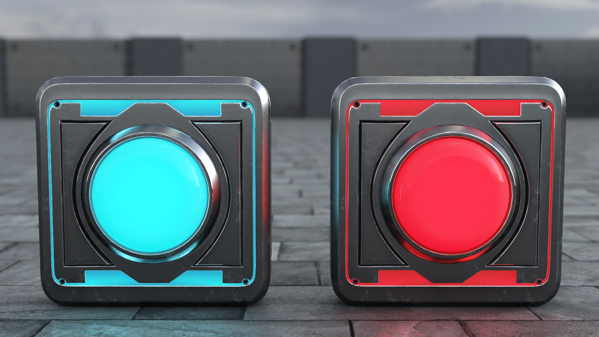 Push Button Neon 3D - TurboSquid 1924229