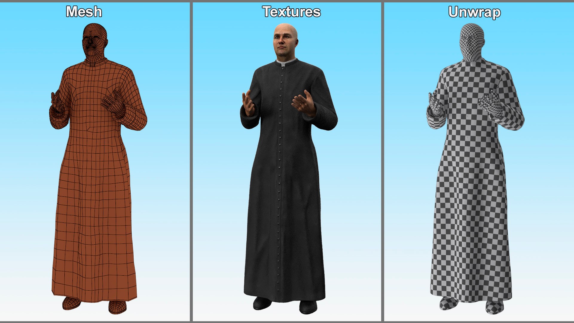 Catholic Priest Recites Prayer 3D Model - TurboSquid 2320491