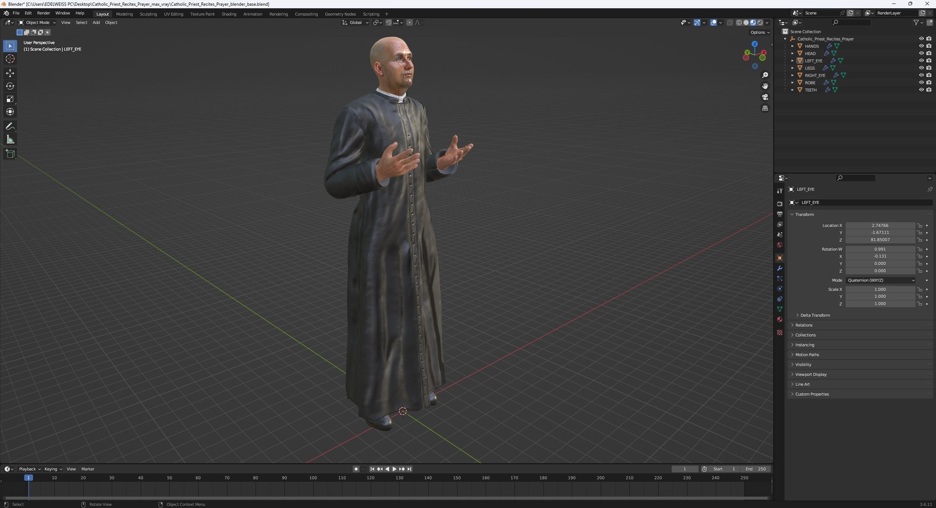 Catholic Priest Recites Prayer 3D Model - TurboSquid 2320491