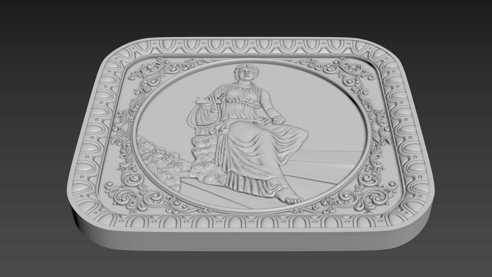 3D Bas-Relief Maiden With Harp Model - TurboSquid 2214402