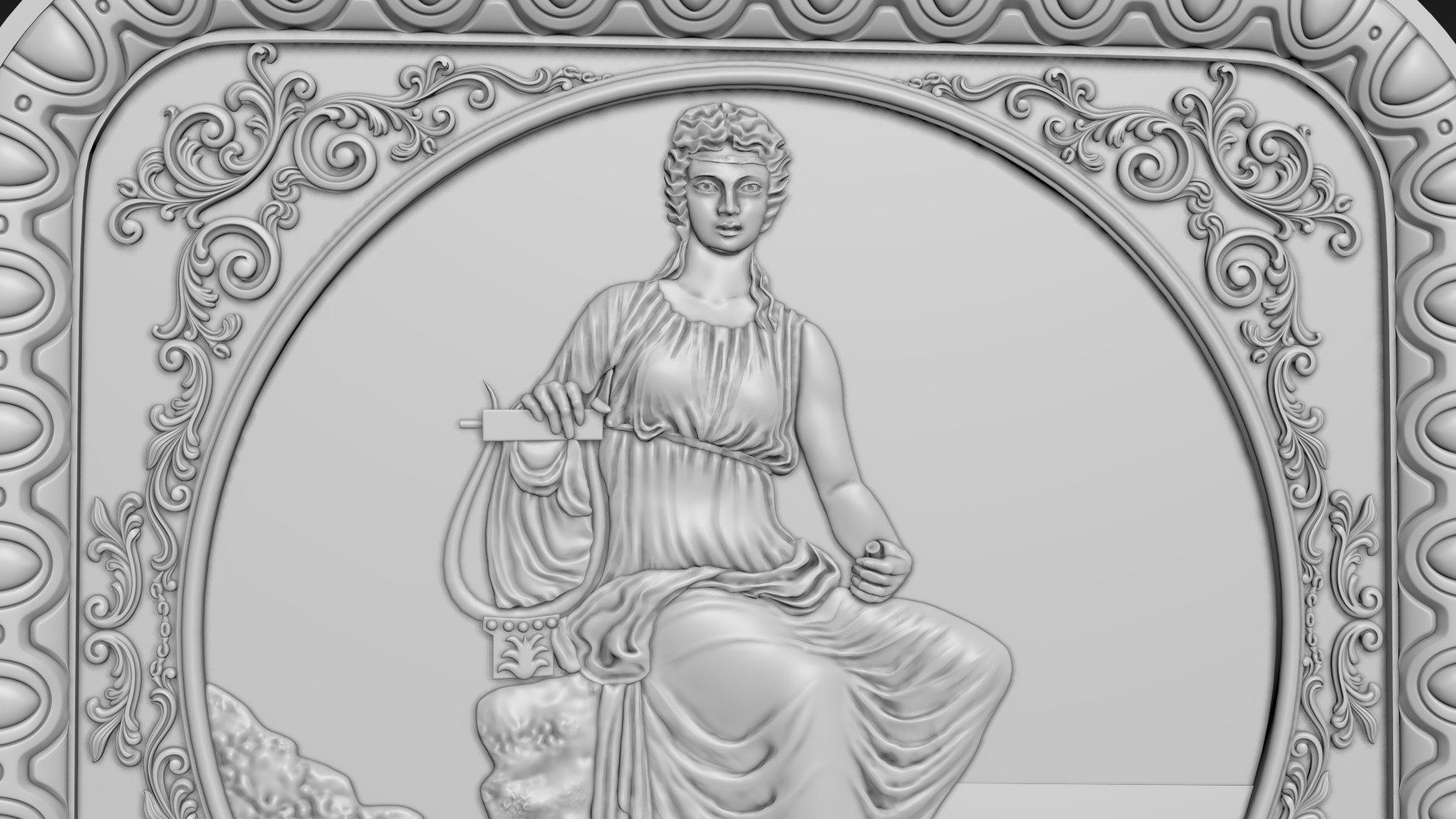 3D Bas-Relief Maiden With Harp Model - TurboSquid 2214402