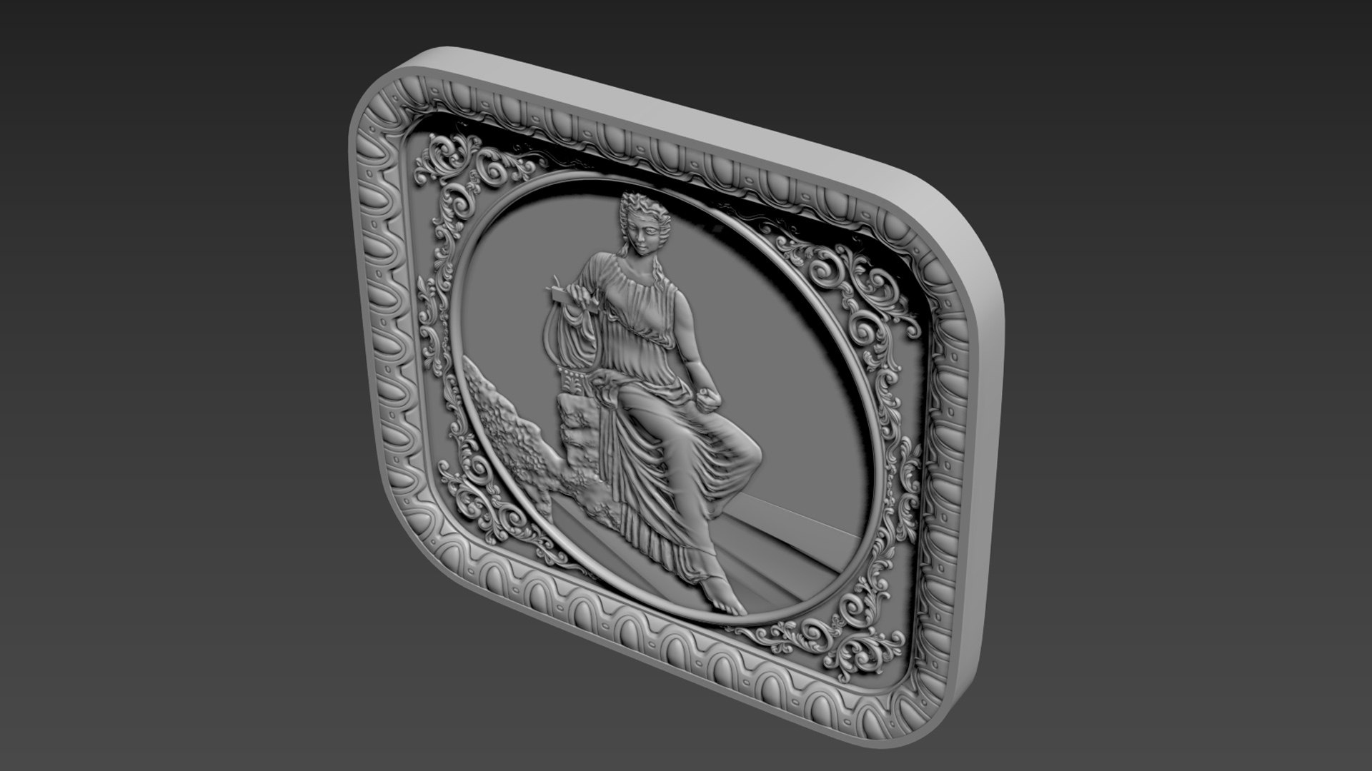 3D Bas-Relief Maiden With Harp Model - TurboSquid 2214402