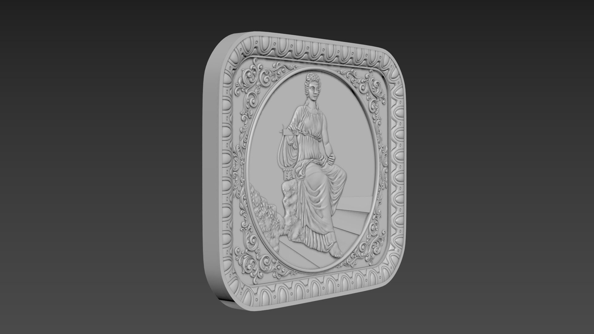 3D Bas-Relief Maiden With Harp Model - TurboSquid 2214402