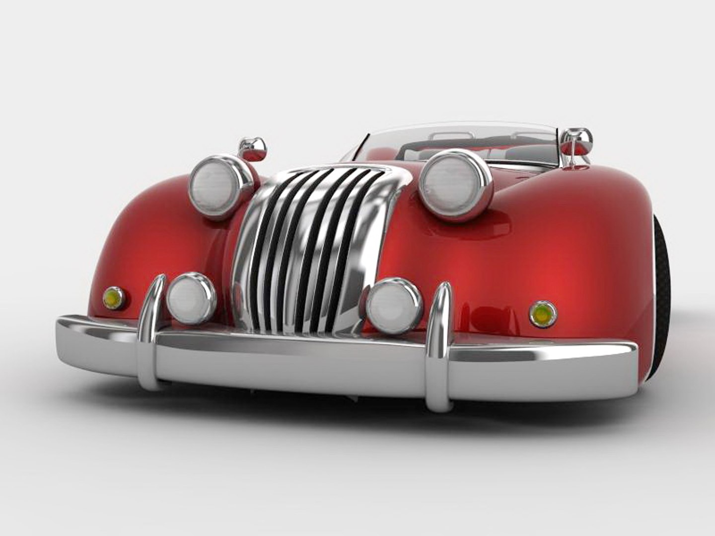 Red Retro Car 3d Model