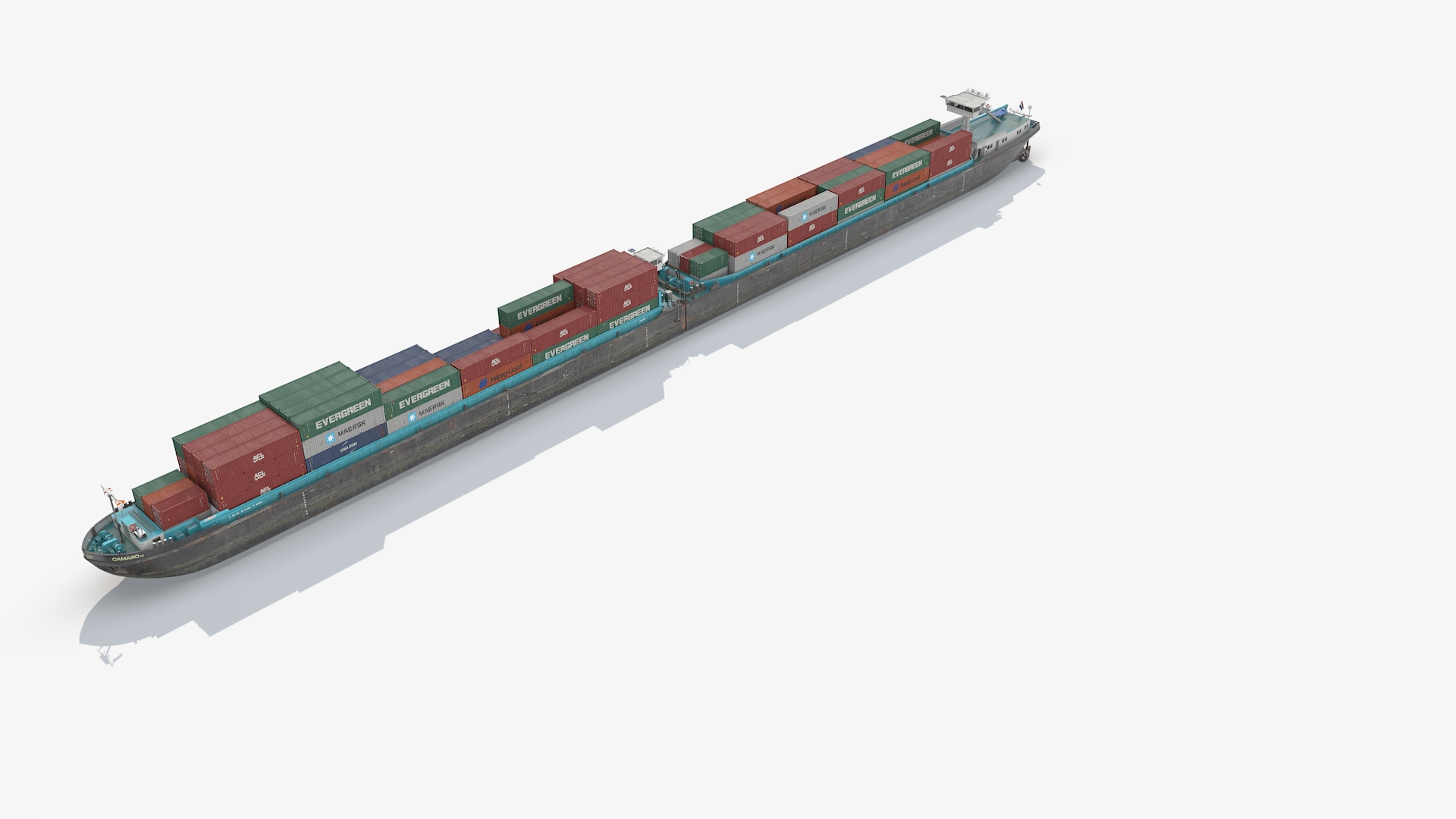 Camaro V River Cargo Barge With Load Dutch Flag Gray Rigged For Maya 3D ...