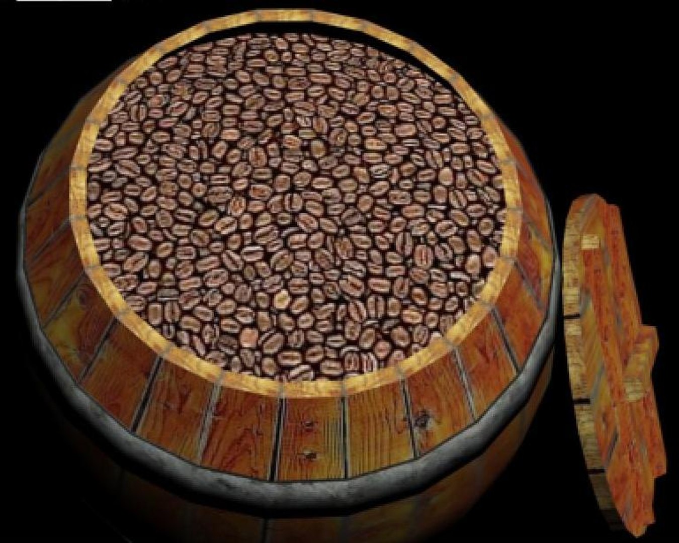 Wooden Barrel Coffee Beans 3d Max