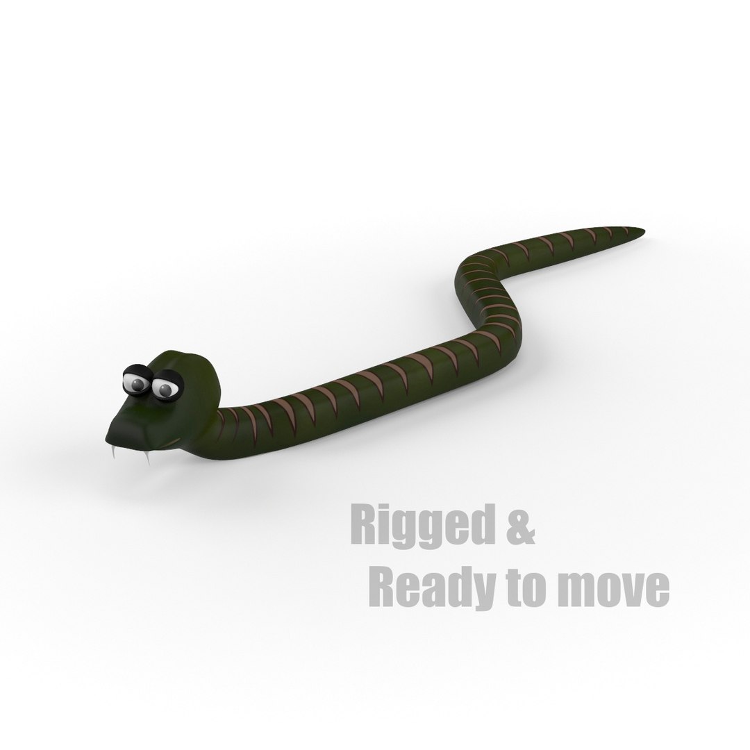 Cartoon Snake Rigged 3d Obj