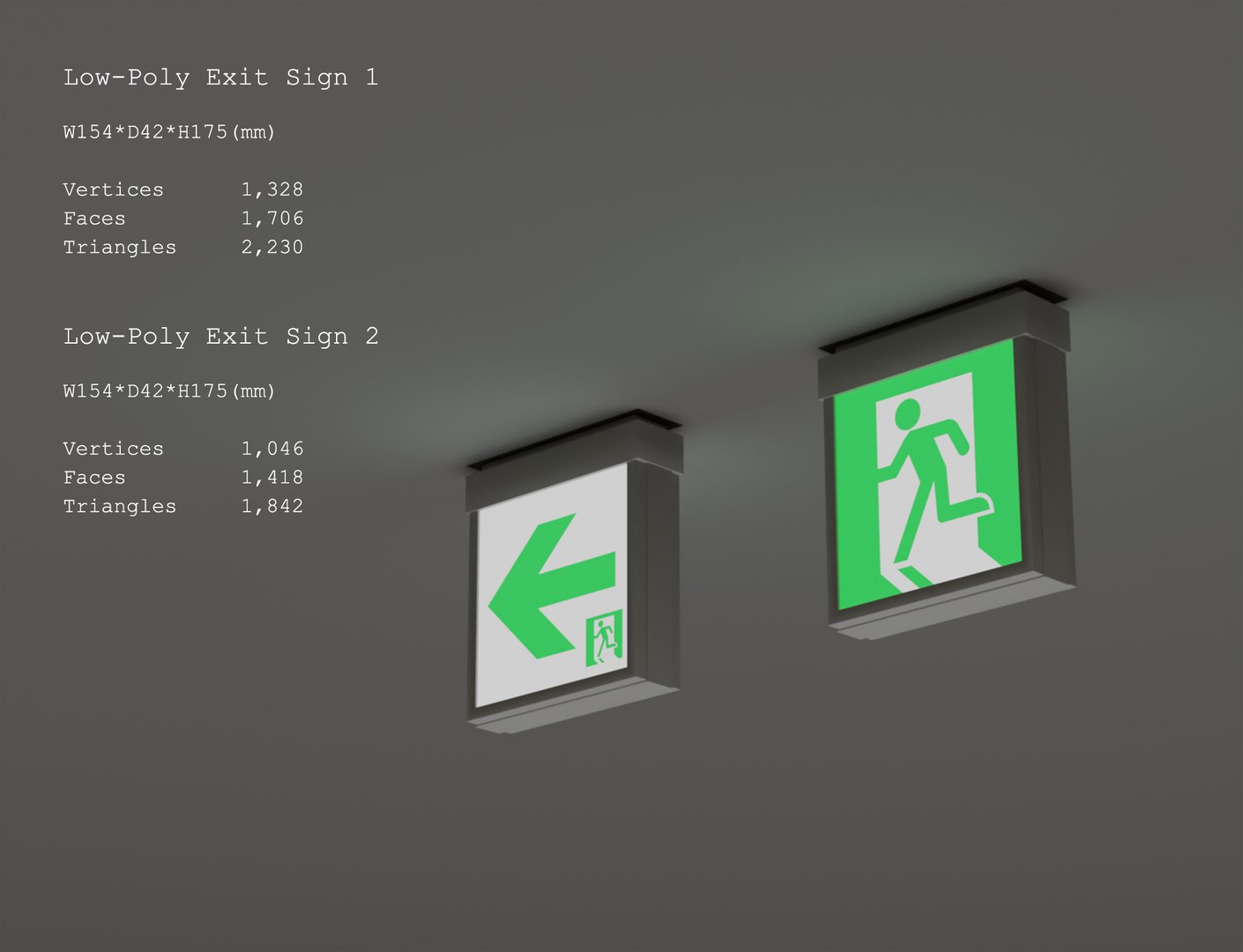 Low-Poly Exit Sign 3D - TurboSquid 2030858