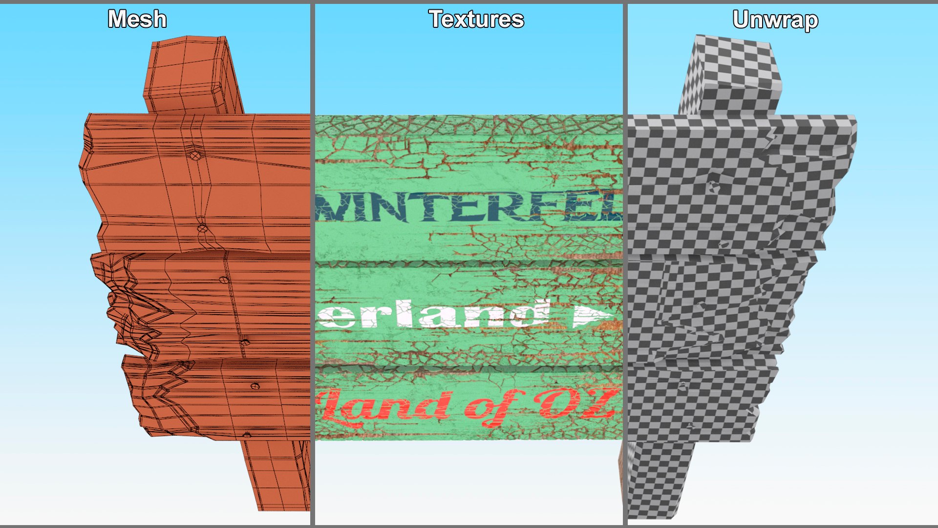 3D Old Weathered Wooden Sign Board - TurboSquid 2114196