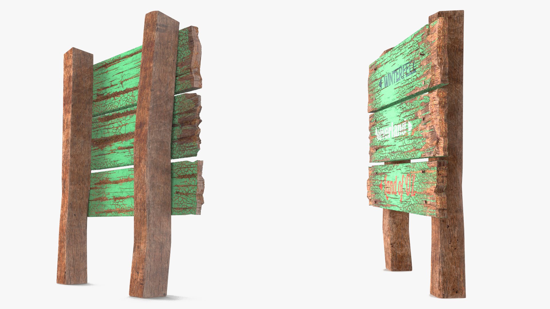 3D Old Weathered Wooden Sign Board - TurboSquid 2114196