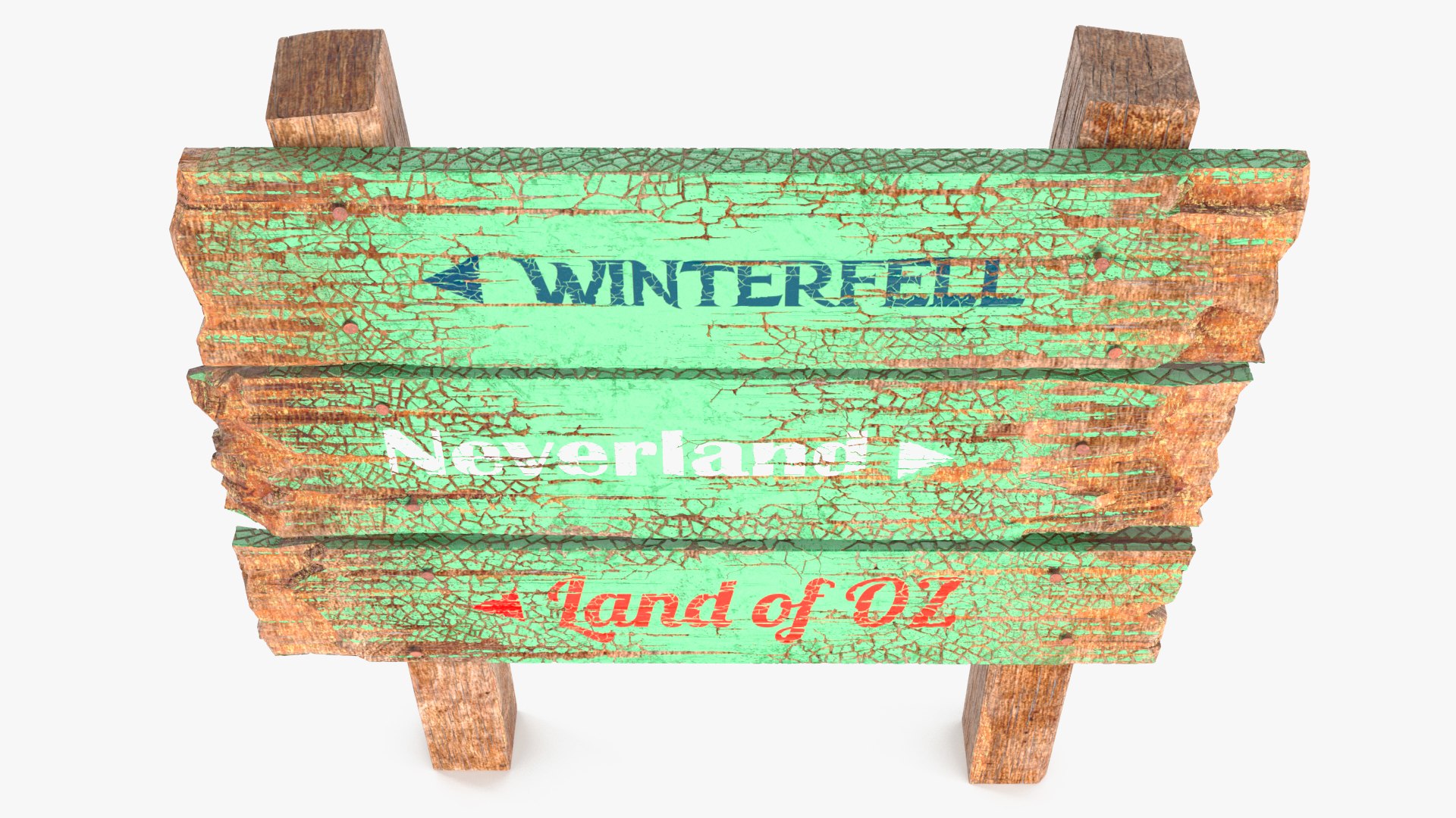 3D Old Weathered Wooden Sign Board - TurboSquid 2114196